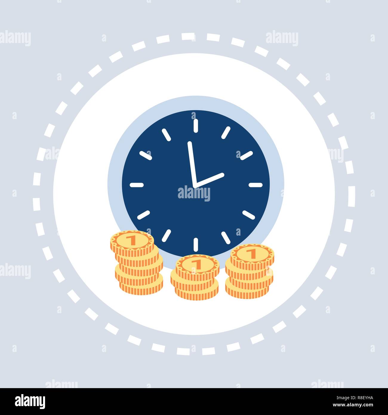 clock with golden coins time is money deadline concept flat isolated ...