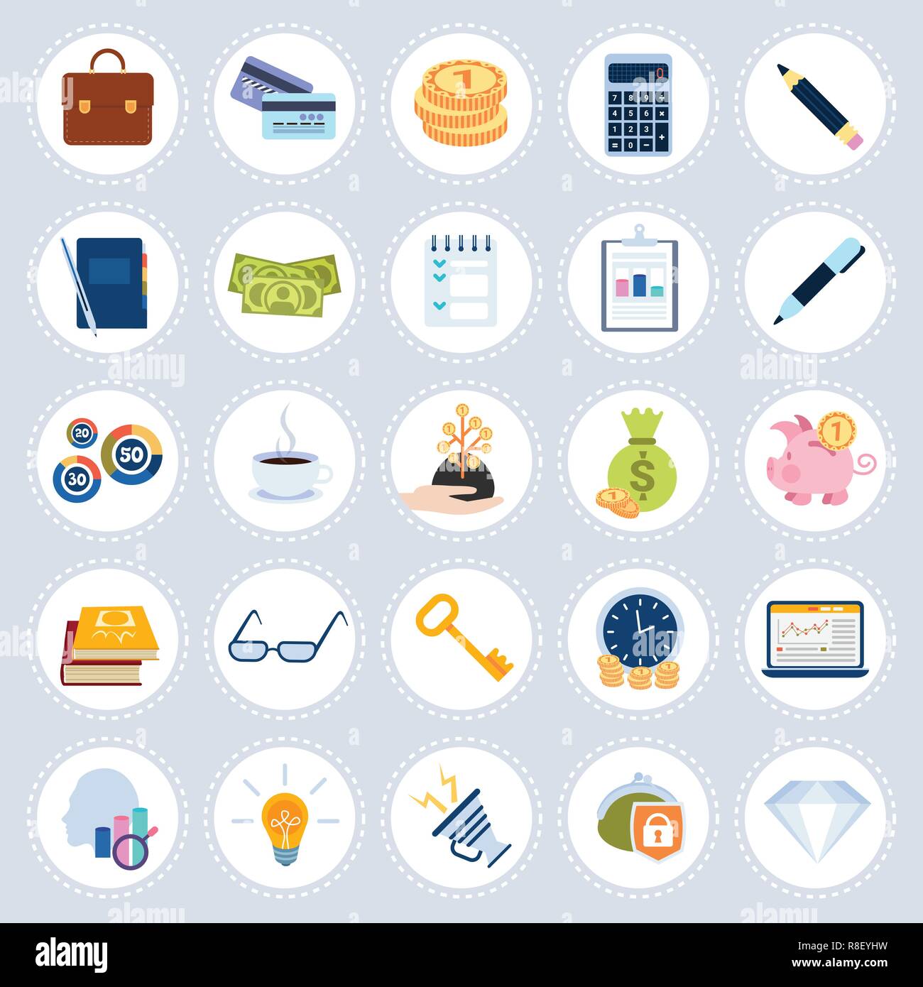 set different business icons concept symbols collection flat isolated ...