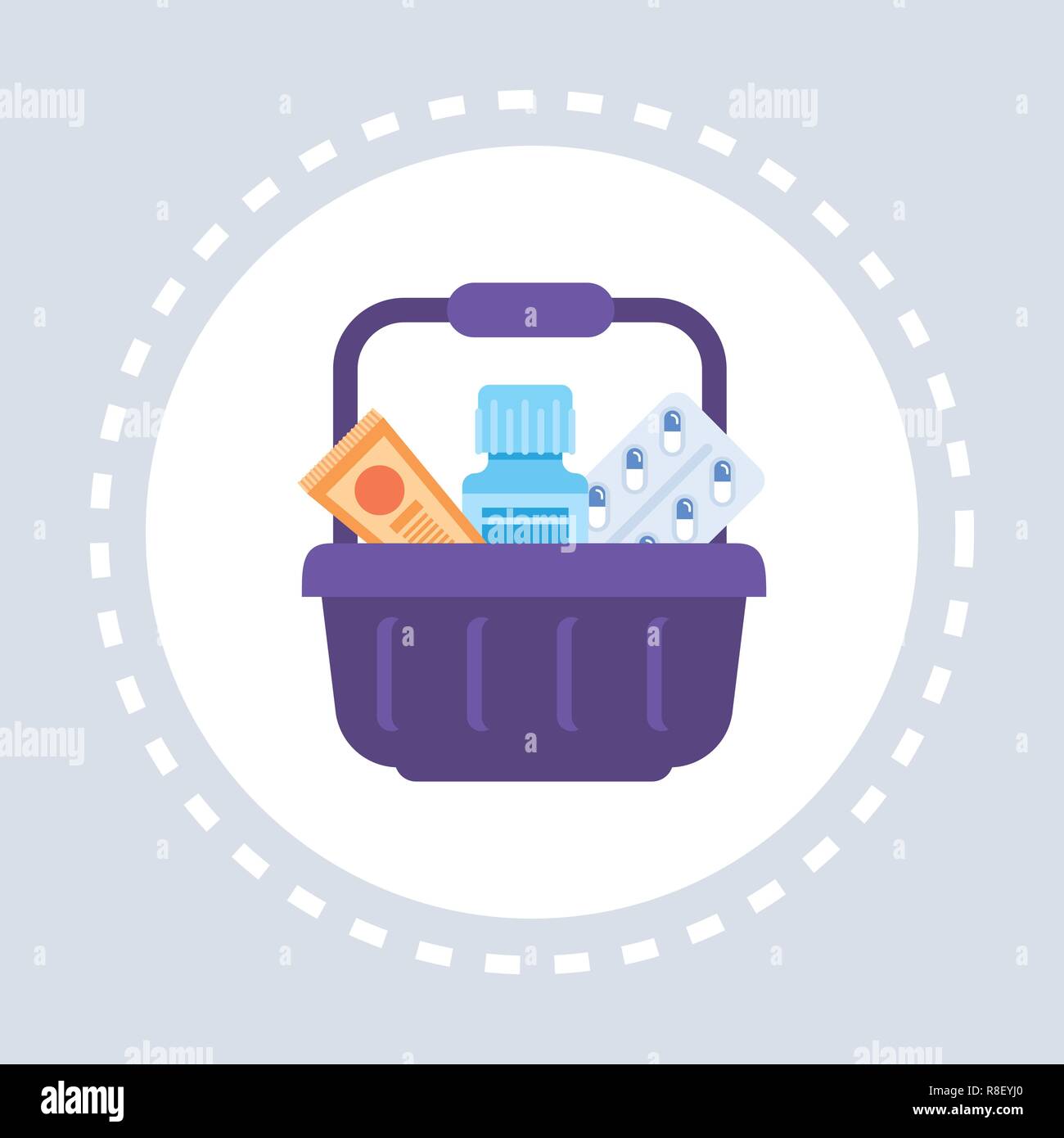 pills package tube in shopping basket pharmacy drugstore healthcare ...