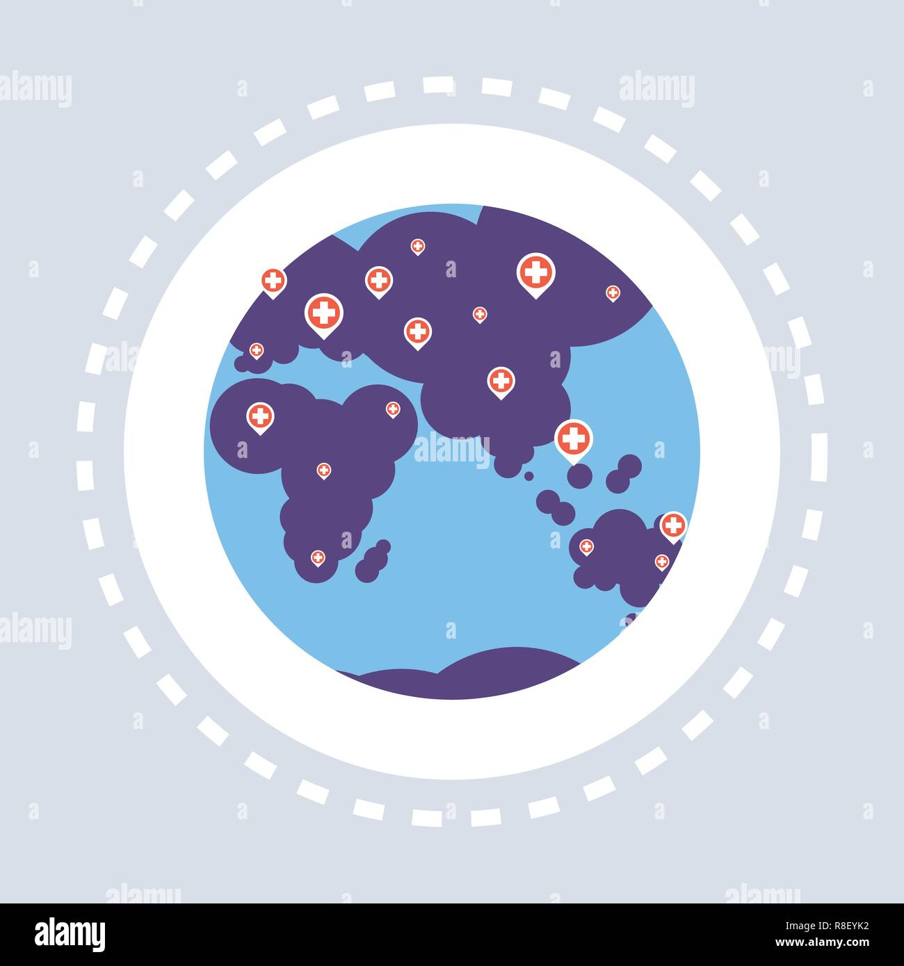 world map hospital location red cross marker geo tag icon healthcare ...