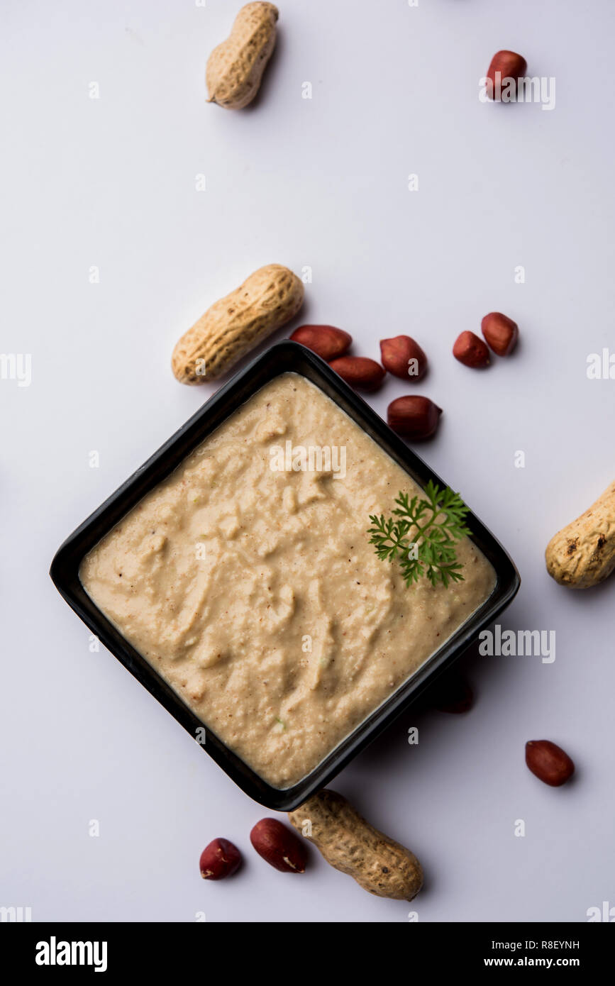 Healthy Peanut chutney made using Groundnut / Shengdana or mungfali ...