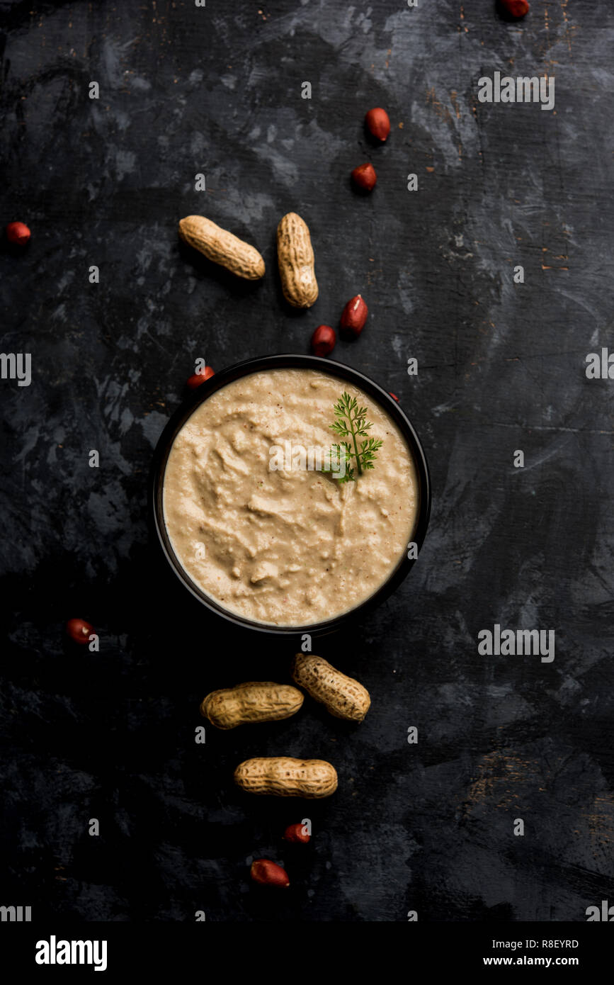 Healthy Peanut chutney made using Groundnut / Shengdana or mungfali ...