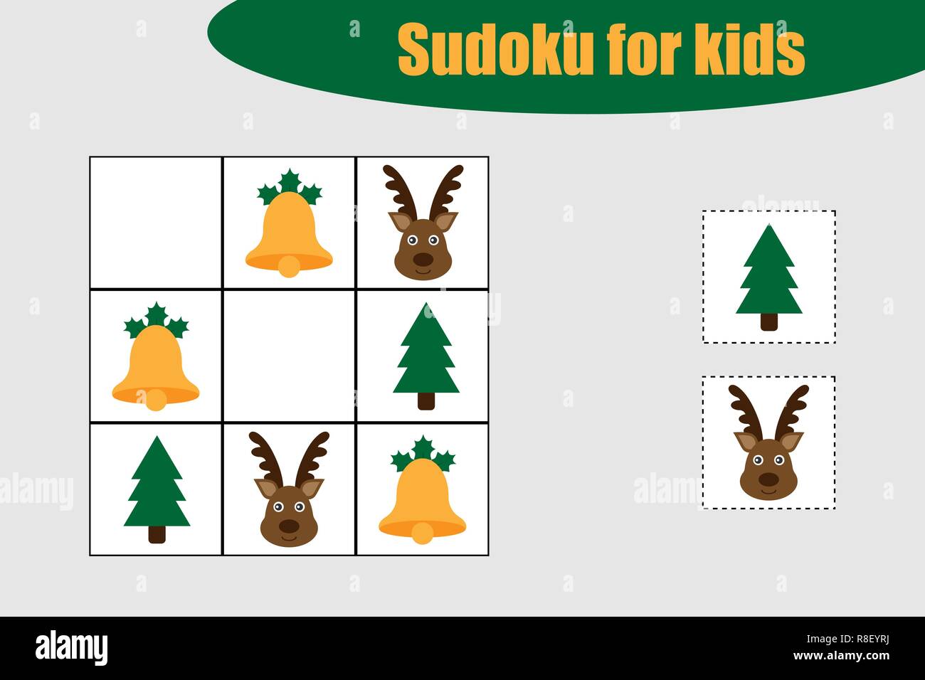 First Sudoku game with christmas pictures for children, easy level ...