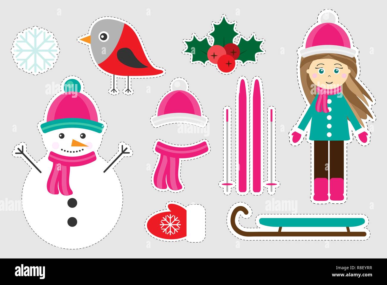 Different colorful winter christmas pictures for children, fun ...