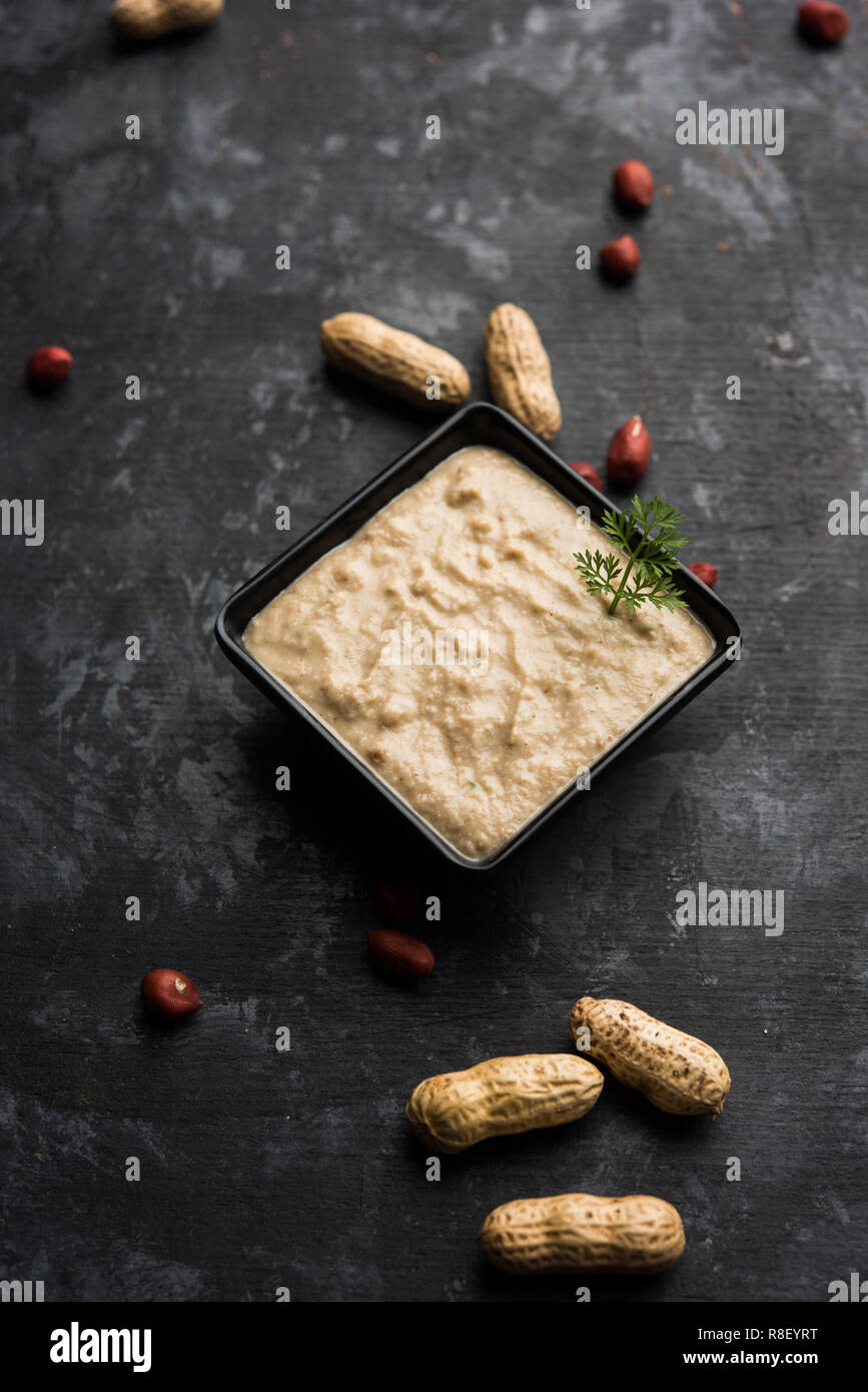 Healthy Peanut chutney made using Groundnut / Shengdana or mungfali ...