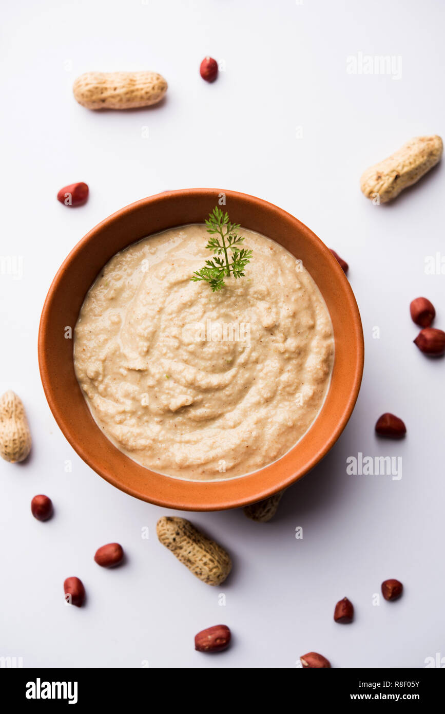 Healthy Peanut chutney made using Groundnut / Shengdana or mungfali ...