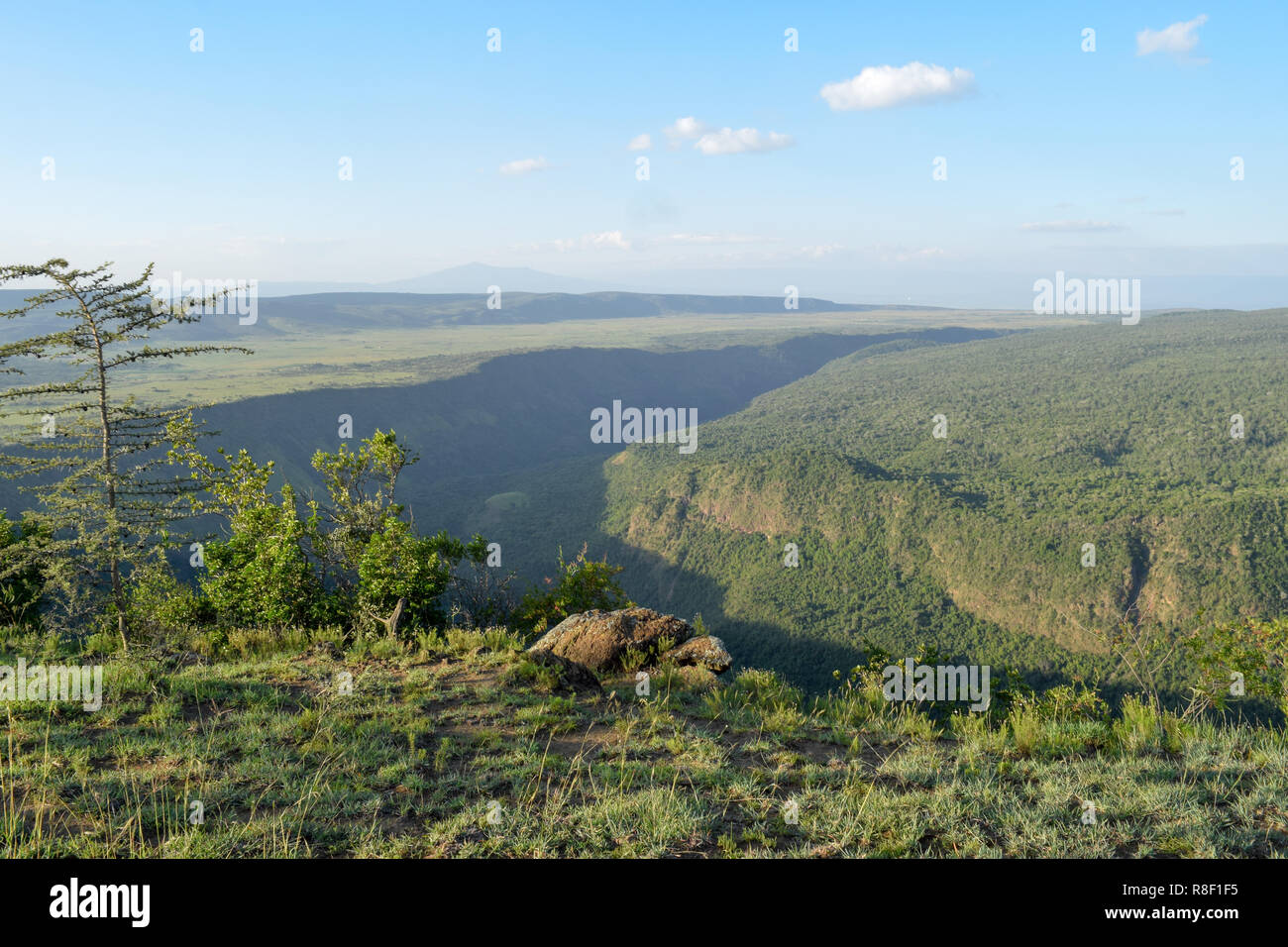 Hiking along the volcanic crater on Mount Suswa, Kenya Stock Photo - Alamy