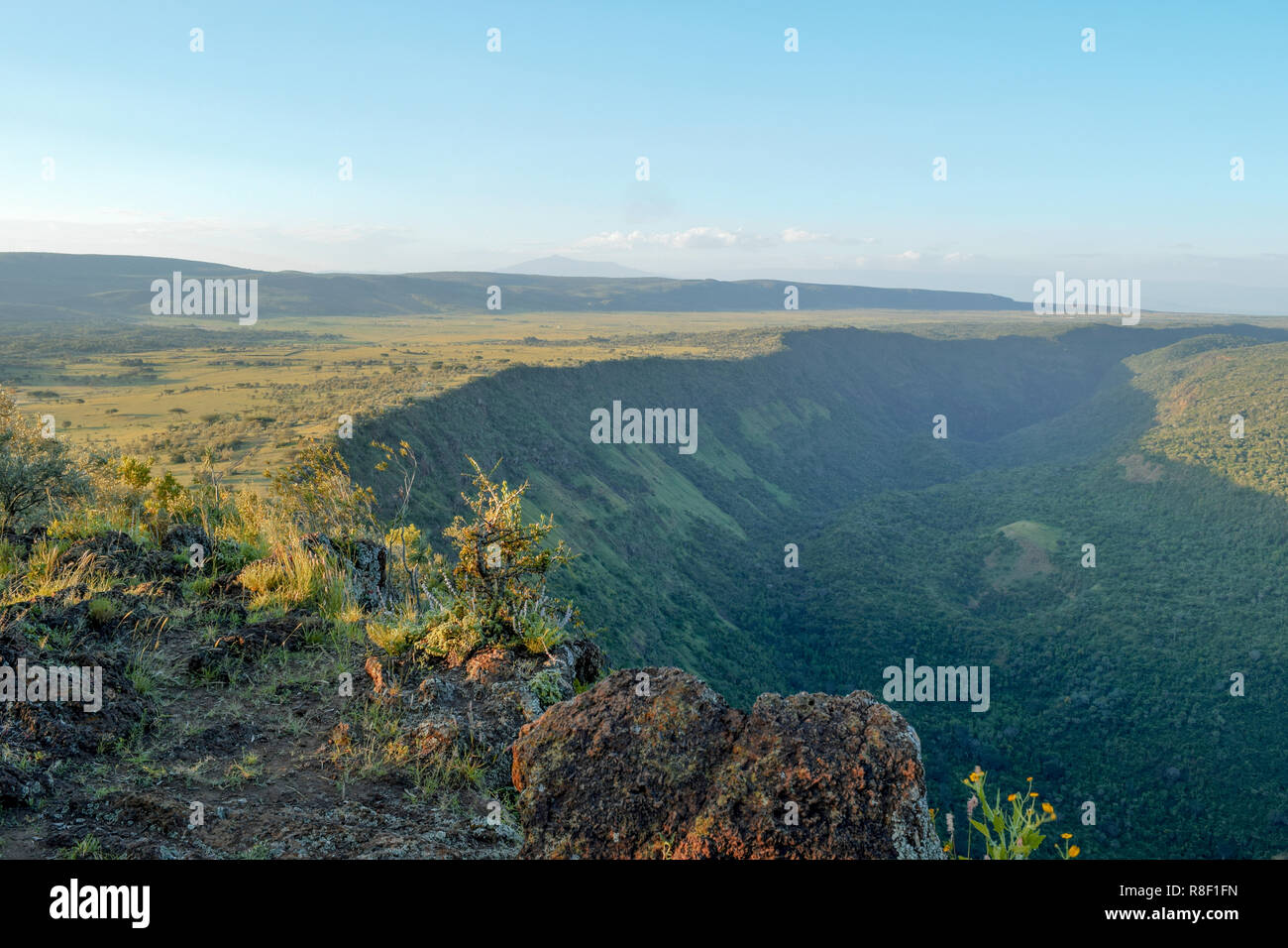 Hiking along the volcanic crater on Mount Suswa, Kenya Stock Photo - Alamy