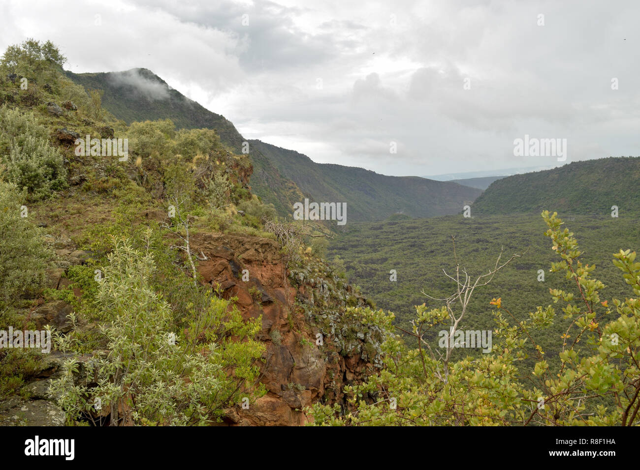 Hiking along the volcanic crater on Mount Suswa, Kenya Stock Photo - Alamy