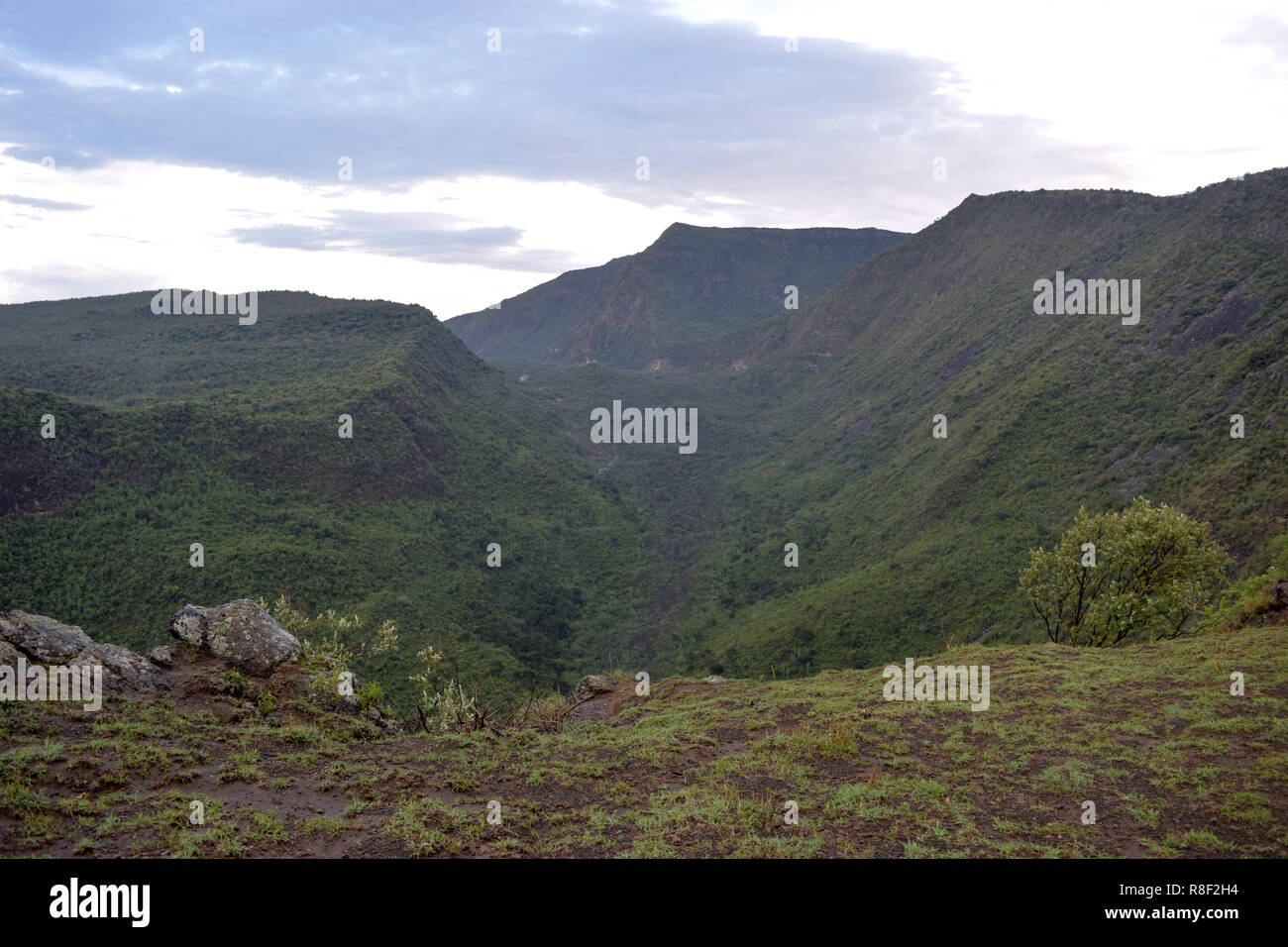 Hiking along the volcanic crater on Mount Suswa, Kenya Stock Photo - Alamy