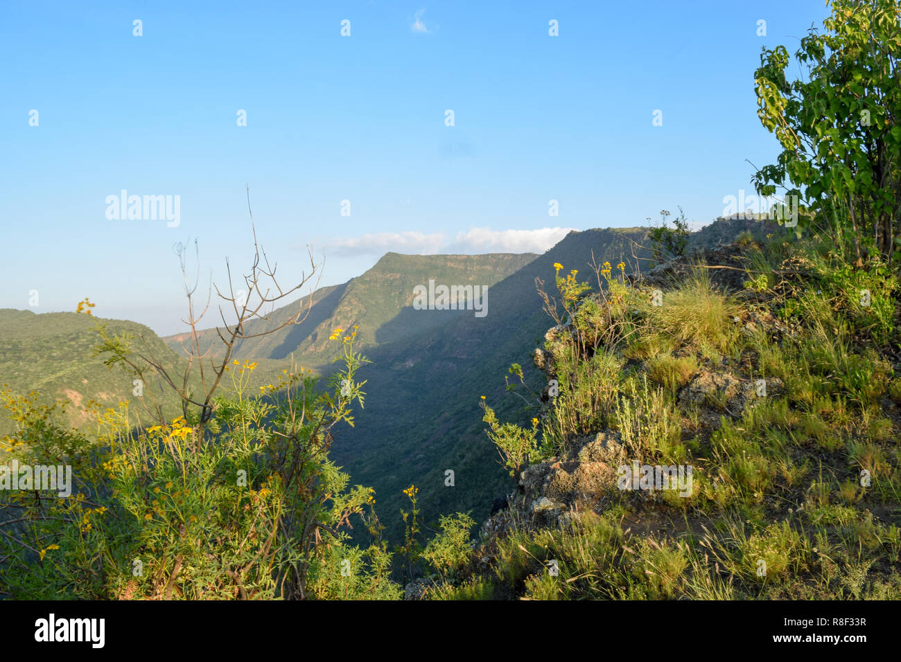 Hiking along the volcanic crater on Mount Suswa, Kenya Stock Photo - Alamy