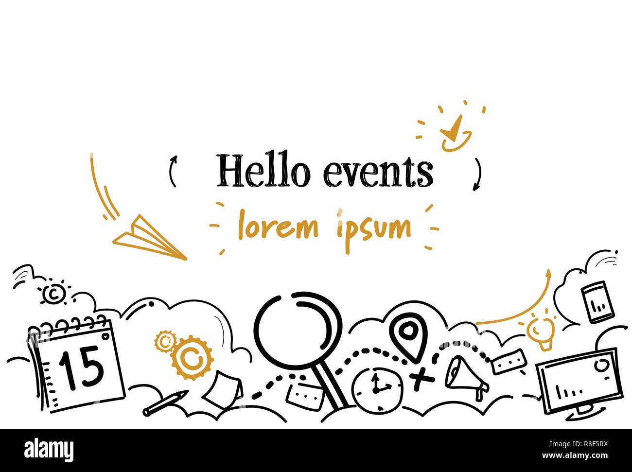 hello events time management concept sketch doodle horizontal copy ...