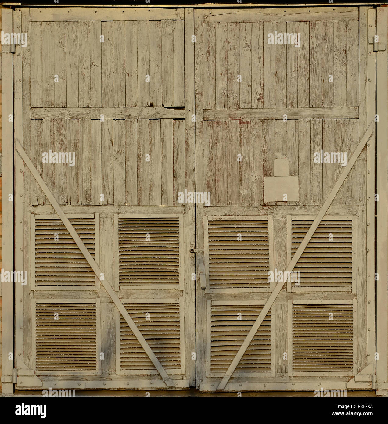 Texture of gray wooden gate from the high voltage electrical ...