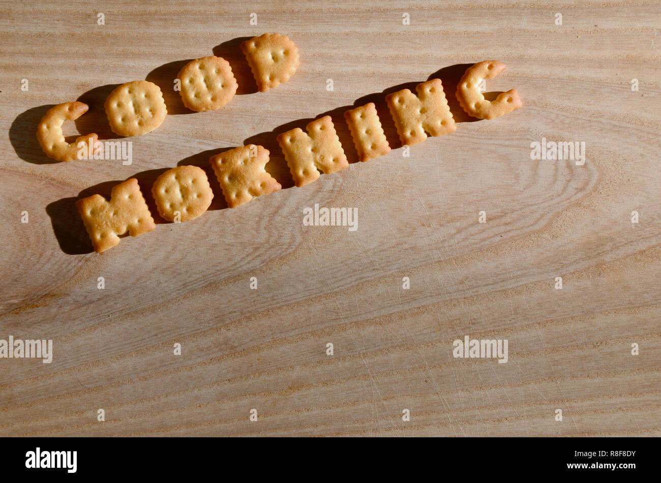 Good morning. Text from the salty crackers as printed English letters ...