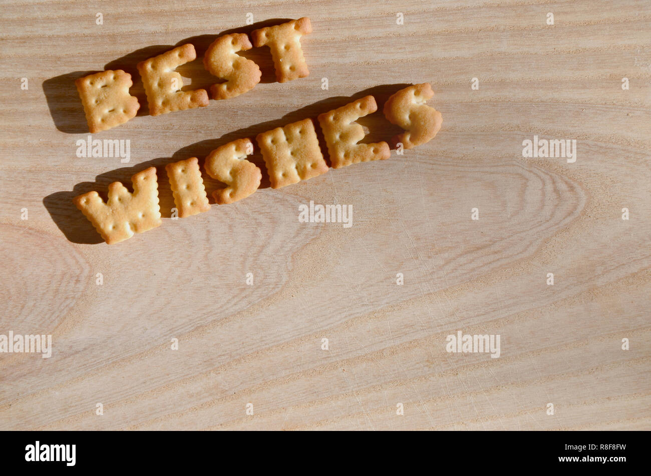 Best wishes. Text from the salty crackers as printed English letters ...