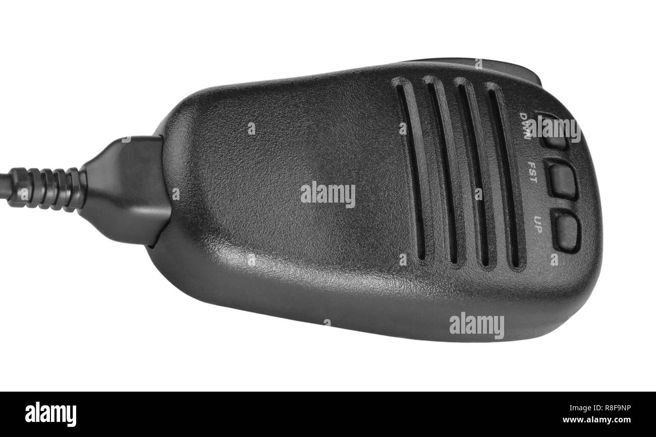 black handheld dynamic microphone for radiocommunication Stock Photo ...
