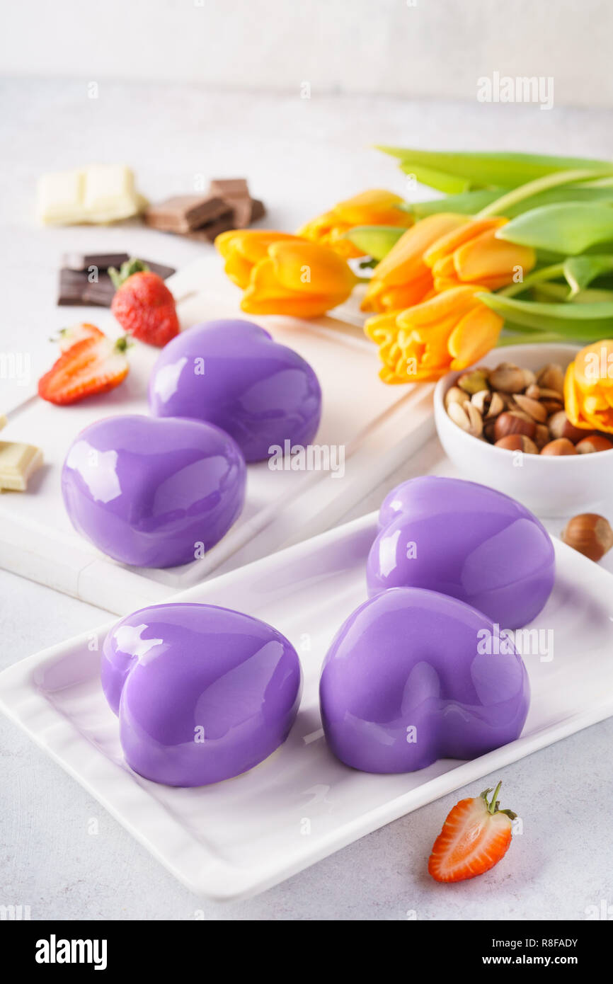 Purple mousse cake mirror glaze hi-res stock photography and images - Alamy