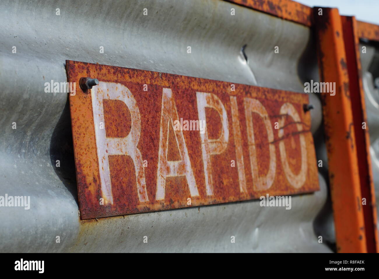 old rusty sign on an old machine Stock Photo - Alamy