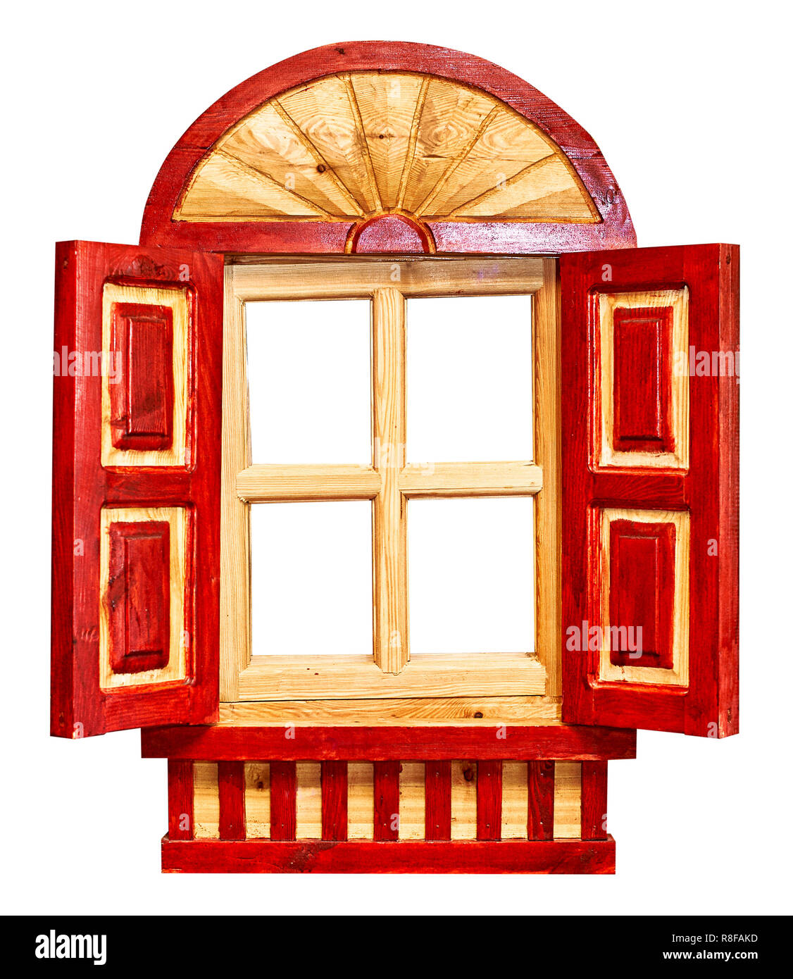 Old window red wall Cut Out Stock Images & Pictures - Alamy