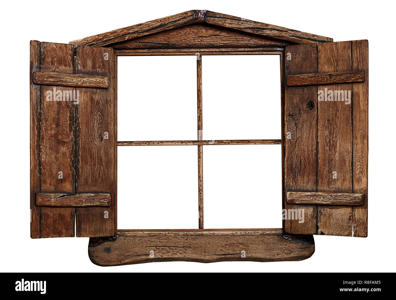 Old grunge wooden window frame, isolated on white Stock Photo - Alamy