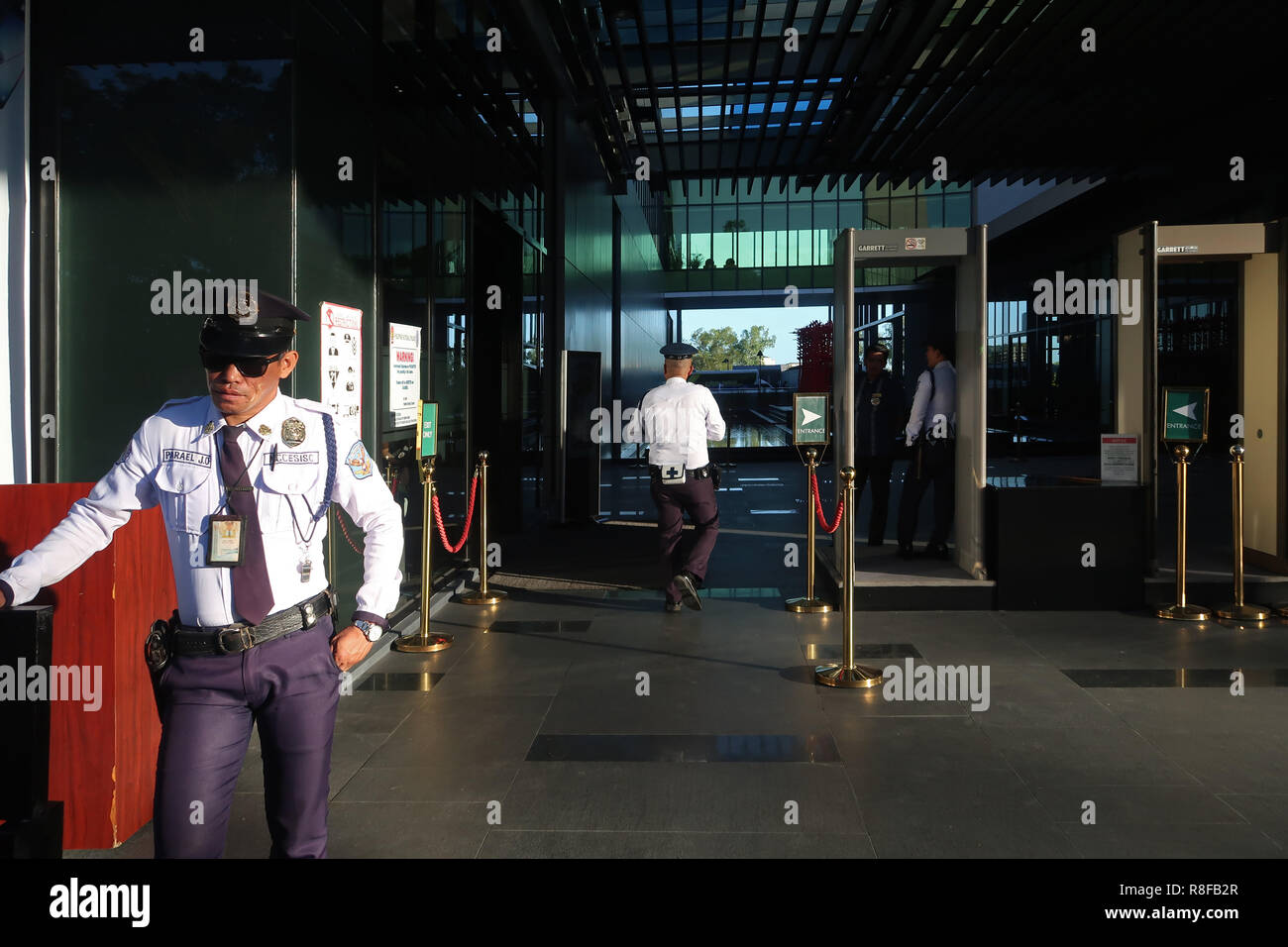 Security guard at the entrance to Midori Clark hotel in the Clark ...