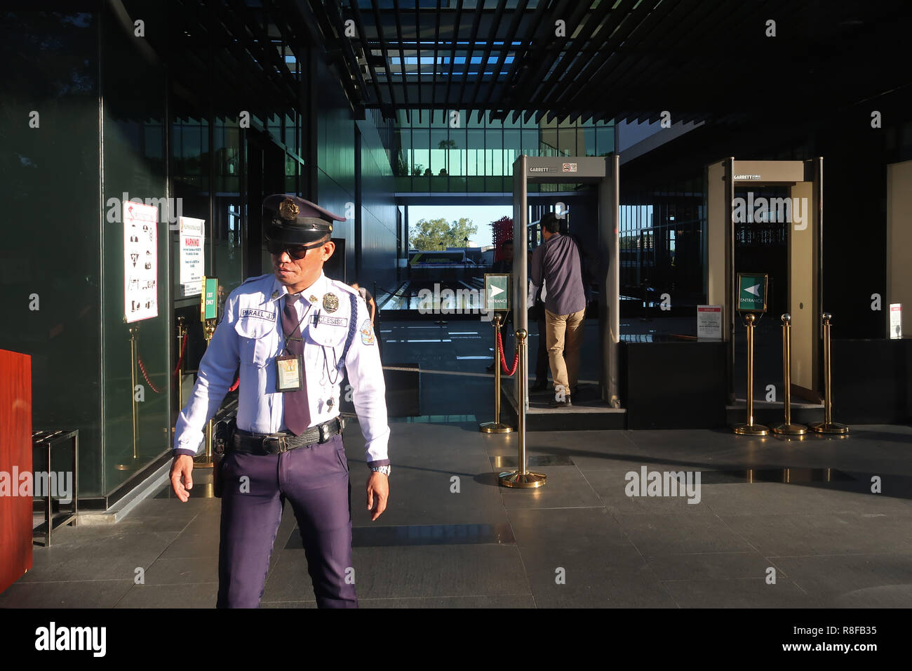 Security guard at the entrance to Midori Clark hotel in the Clark ...