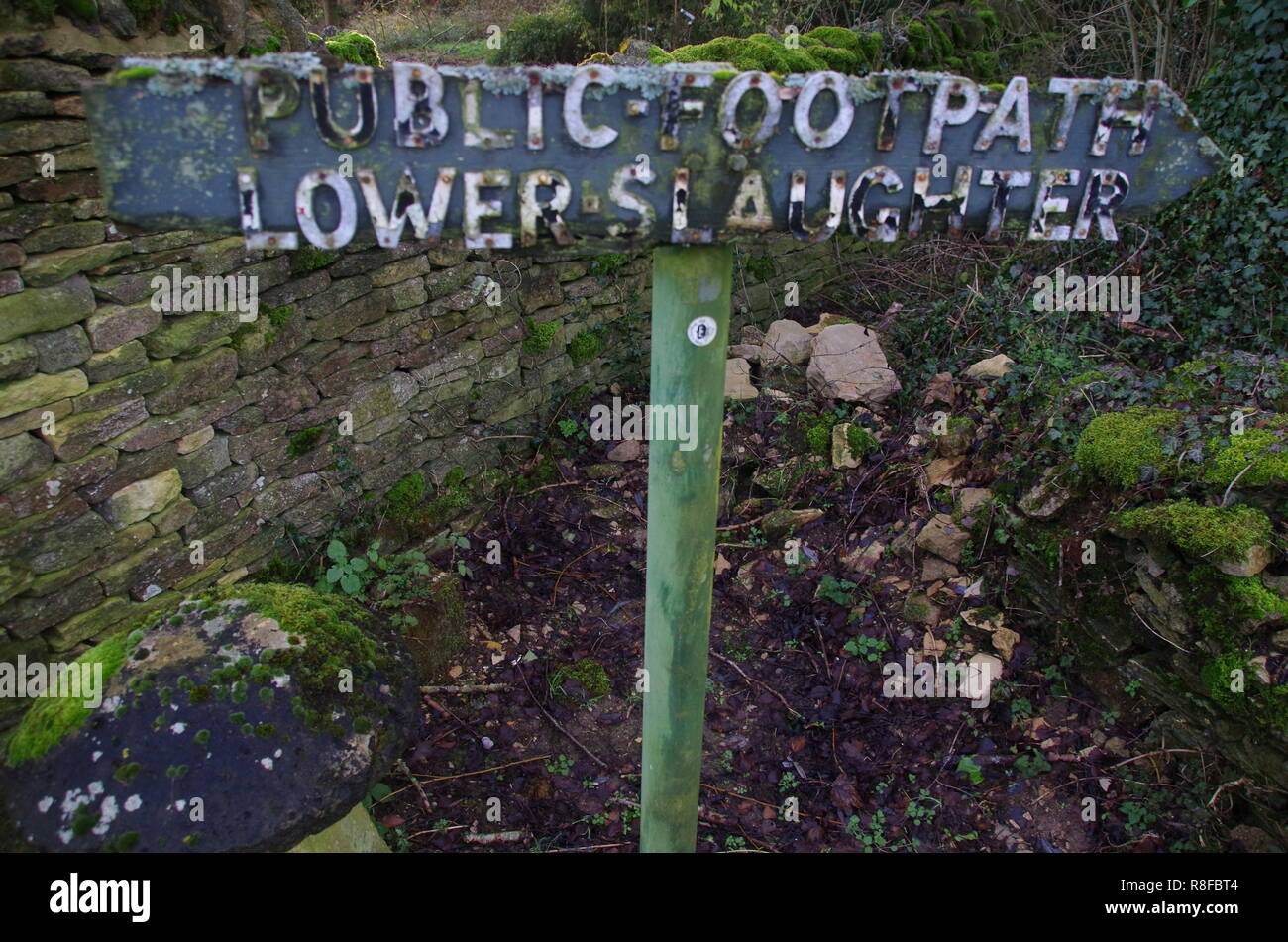 Lower Slaughter sign. The Macmillan Way. Long-distance trail ...