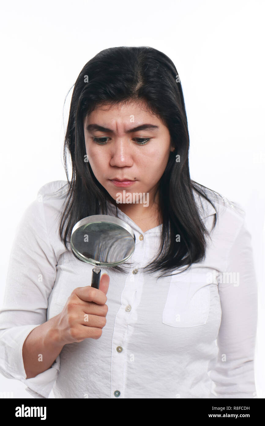 Photo image portrait of a beautiful cute young Asian woman seriously ...