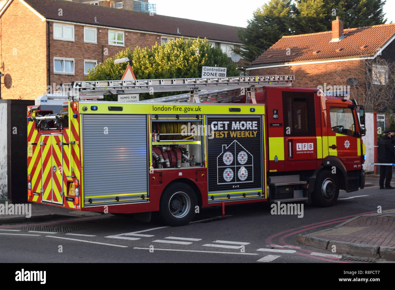 Emergency services respond to a house fire in a residential street in ...