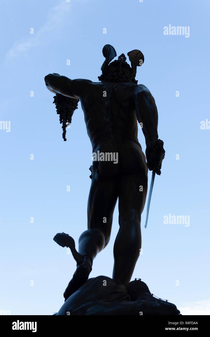 Bronze statue of Perseus (from behind) with the head of Medusa (by ...