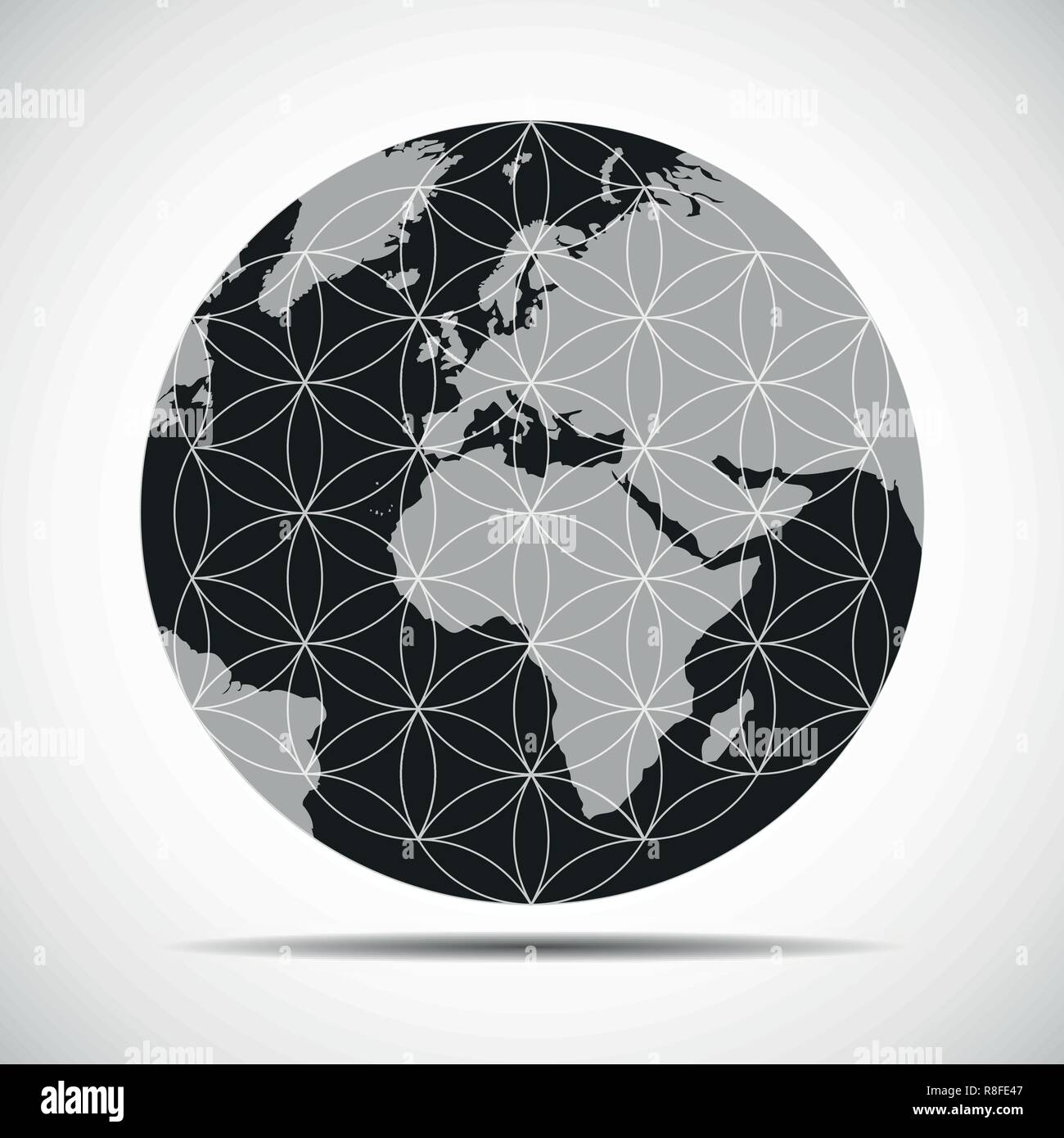 flower of life in the globe earht world vector illustration EPS10 Stock ...