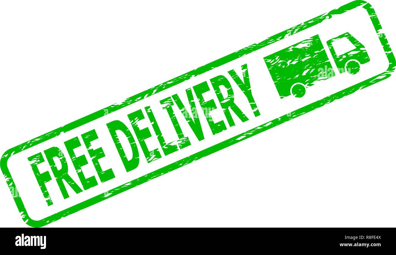 Green rubber stamp free delivery cargo. Free shipping goods and ...