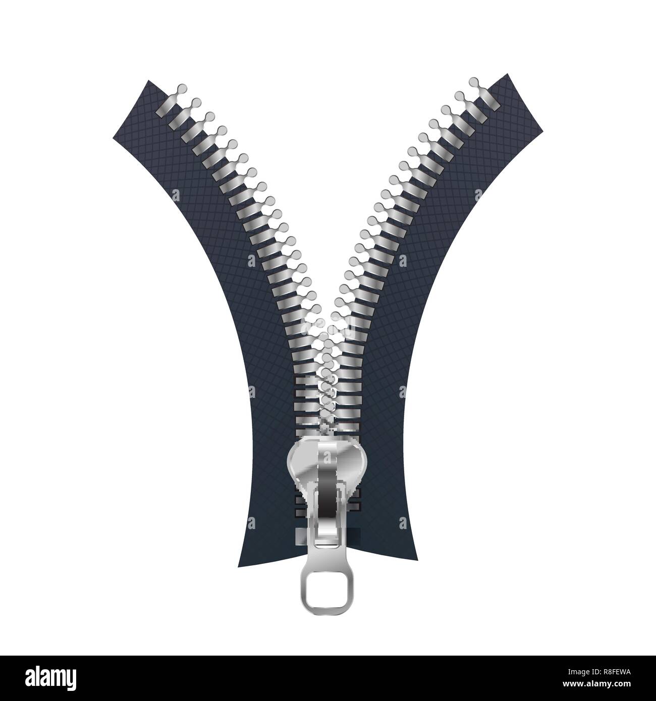 Metallic fastener, open zipper isolated on white Stock Vector Image ...