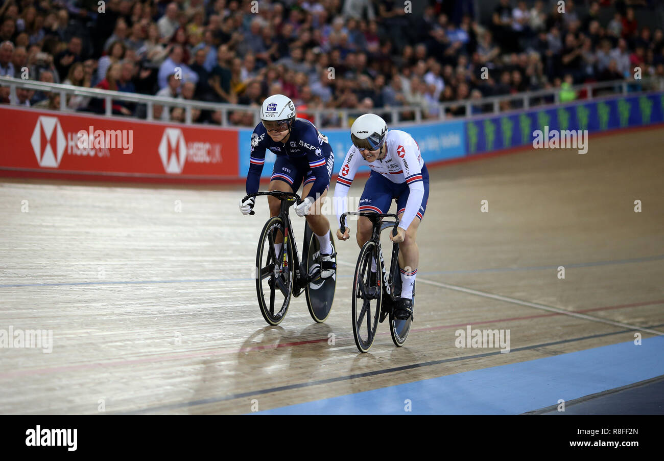 Katy Marchant of Great Britain and Mathilde Gros of France during the ...