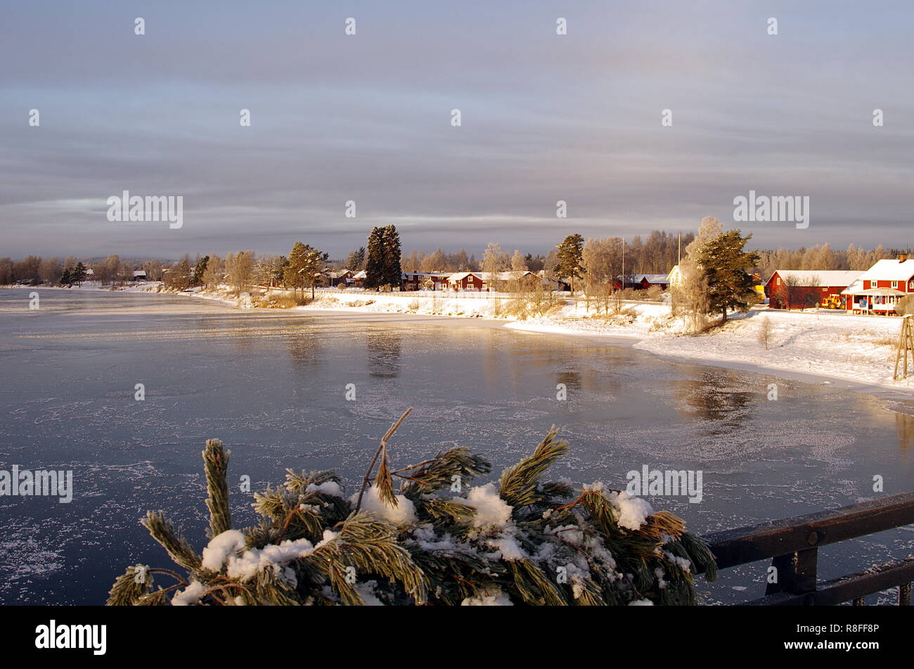 Beautiful winter morning in a small rural town in Sweden Stock Photo ...