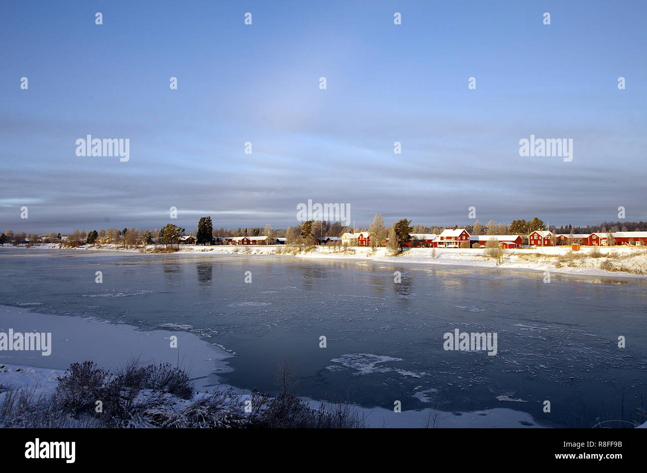 Beautiful winter morning in a small rural town in Sweden Stock Photo ...