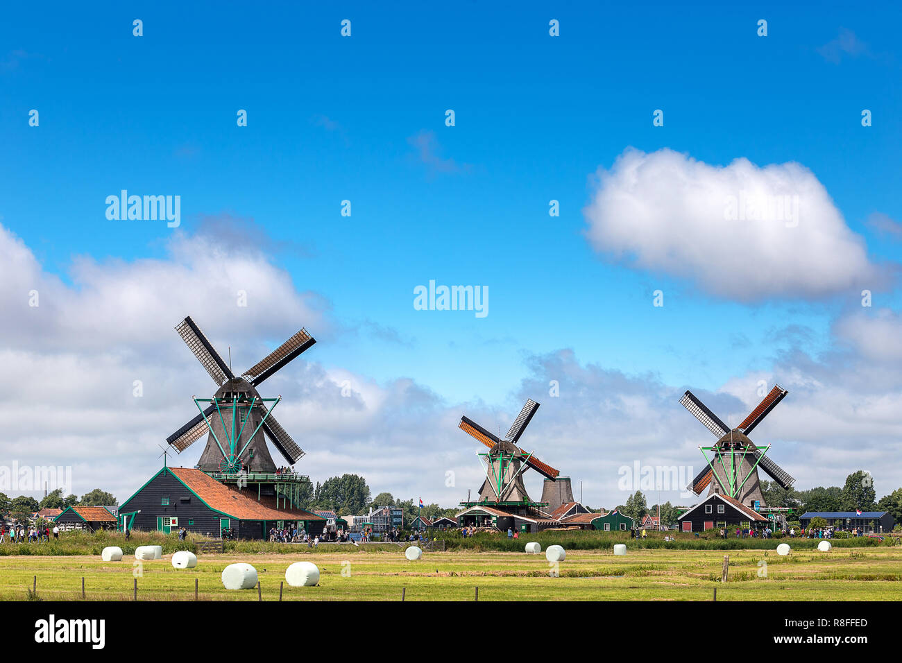 Old and classic dutch windmill in Zaanse Schans where is the famous ...