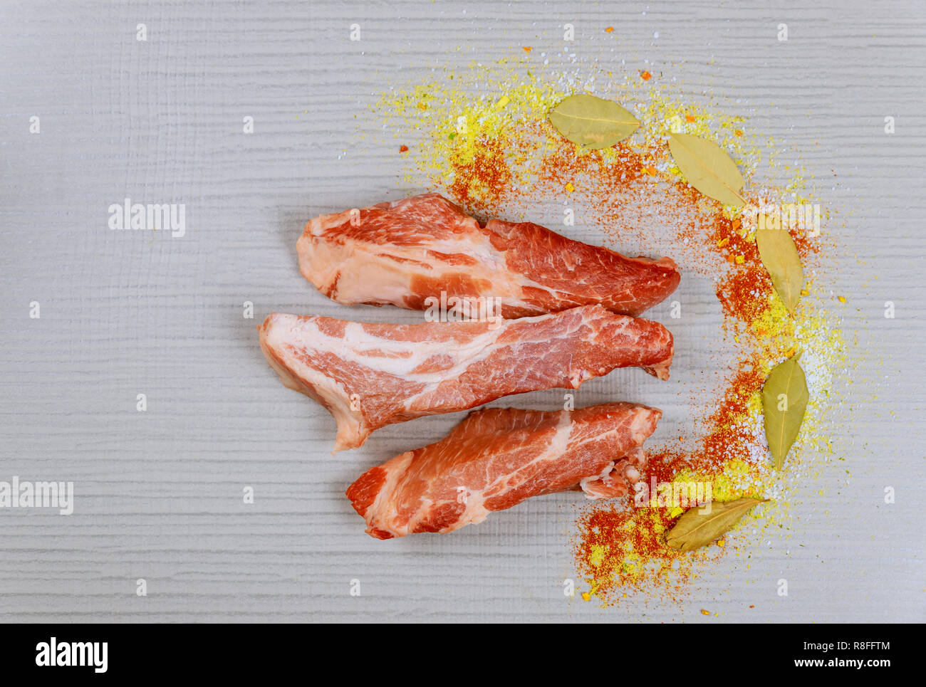 gourmet slices of suckling pig raw preparing fresh pork Stock Photo - Alamy