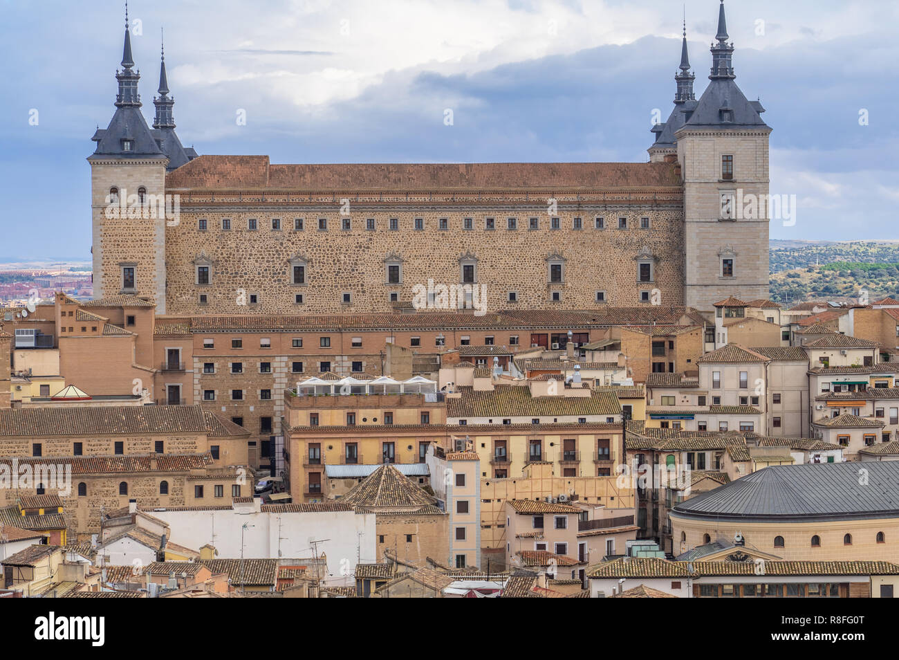 The Alcazar of Toledo, a historical stone fortification located in the ...