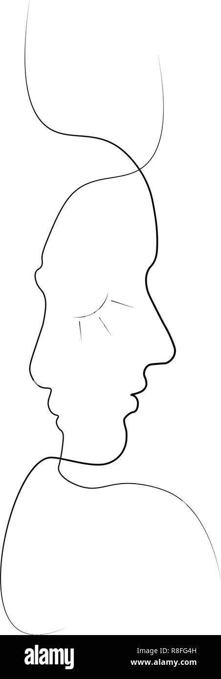 Two silhouettes of people drawn with one line. Simple vector ...