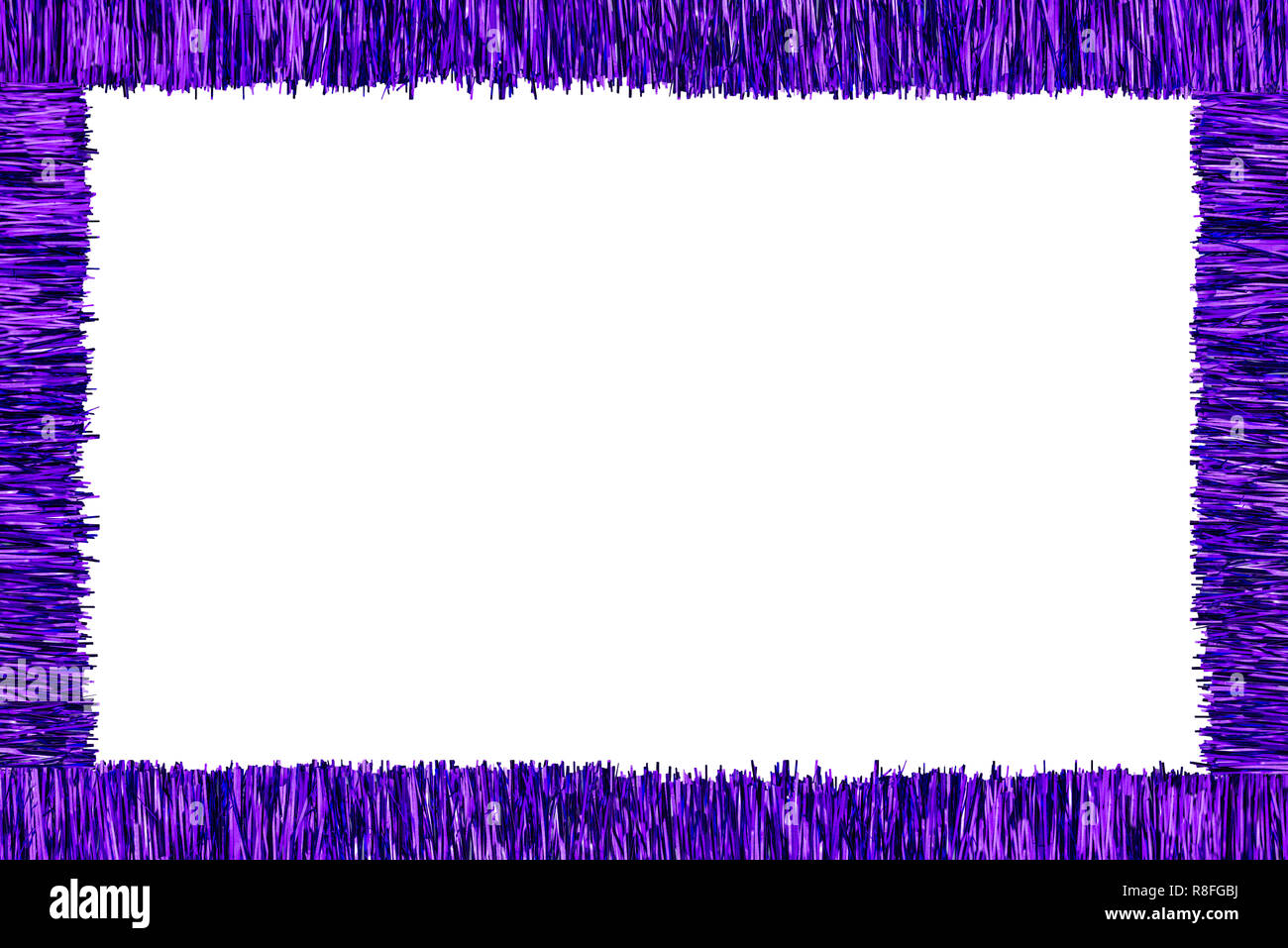 Frame made from purple tinsel, isolated on white background with ...