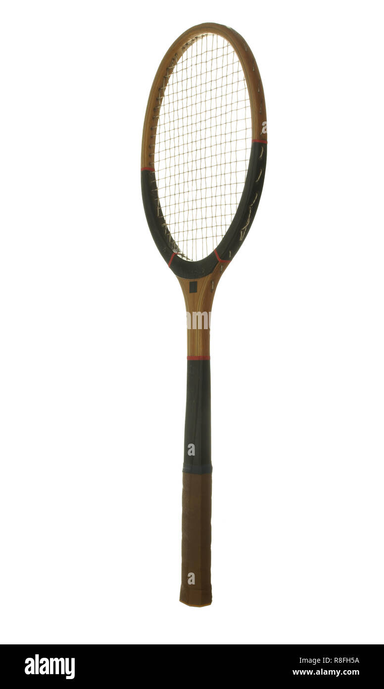 Old wooden racket for the big tennis isolated on white background Stock ...