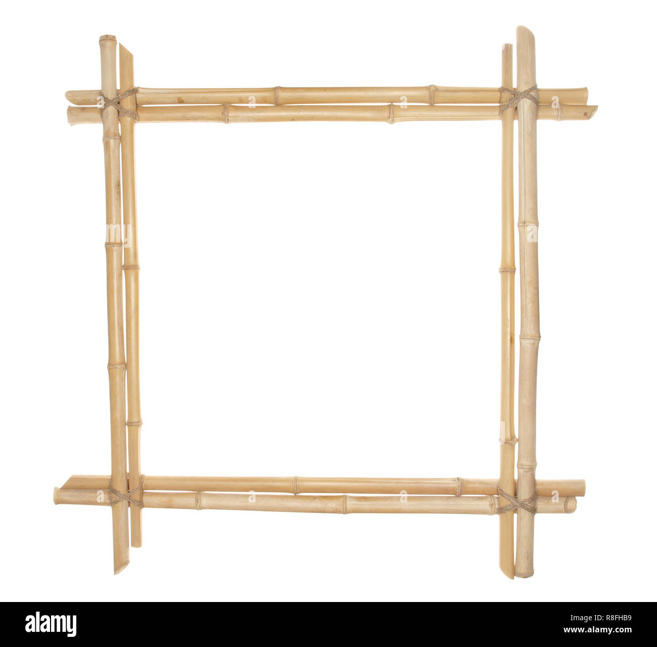 Bamboo frame tied up with rope isolated on white background Stock Photo ...