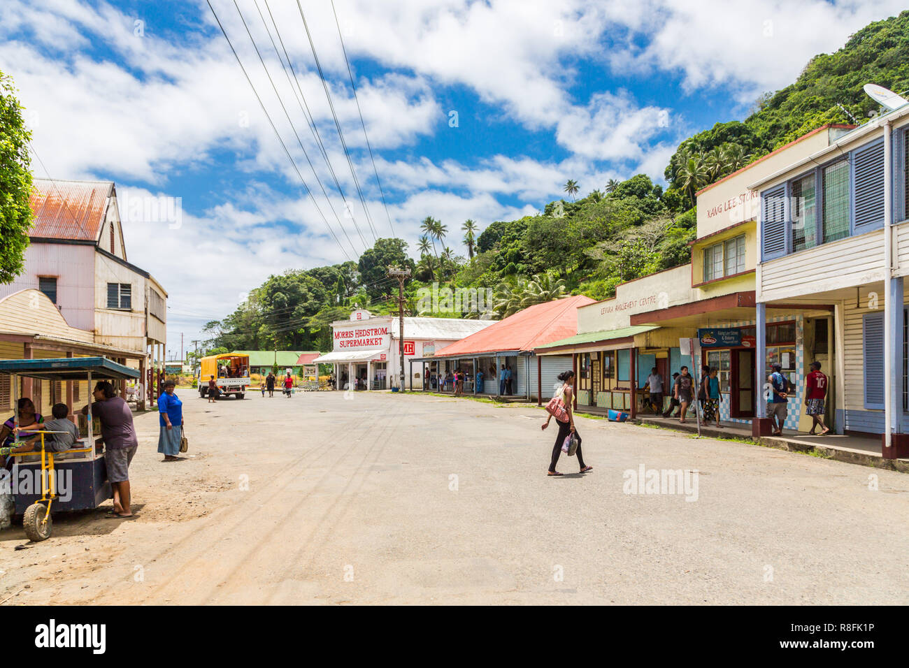 Levuka, Fiji - Jan 9 2015: Colourful vibrant street of old colonial ...