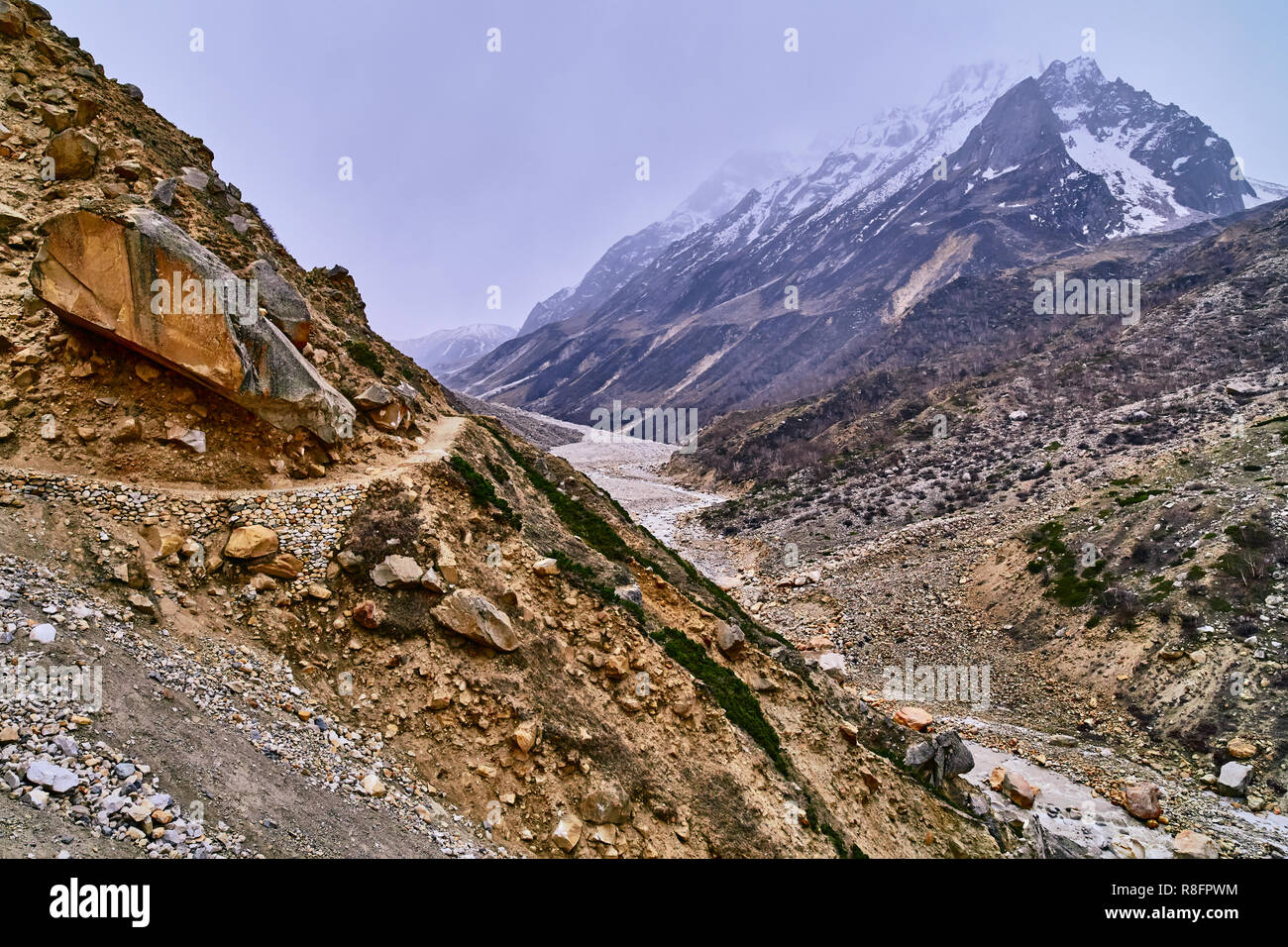 Valley and Mountains View in Himalaya. Gaumukh glacier, Gangotri ...