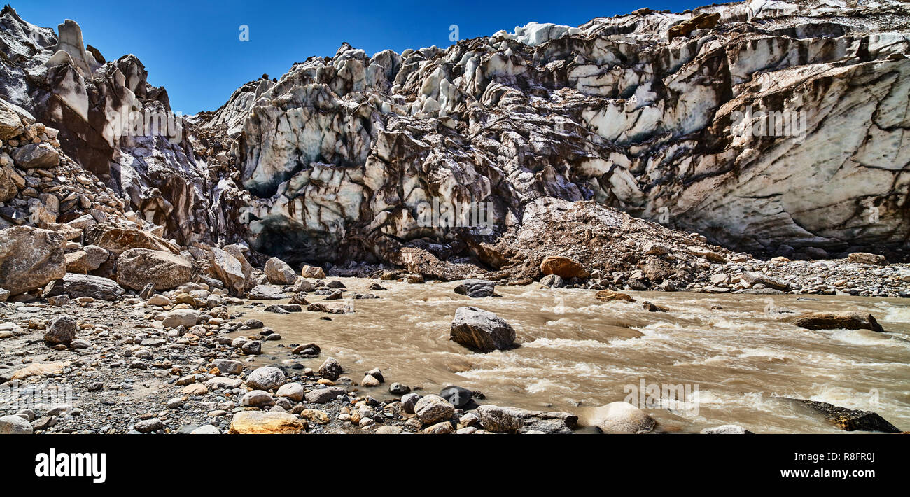 Panoramic view of Gaumukh glacier – source of the Ganges river ...