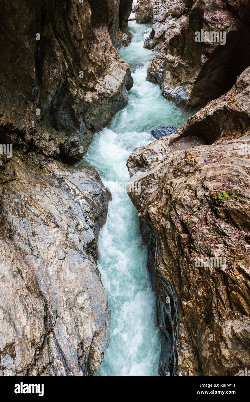 Summer Liechtensteinklamm gorge with stream and waterfalls in Austria ...