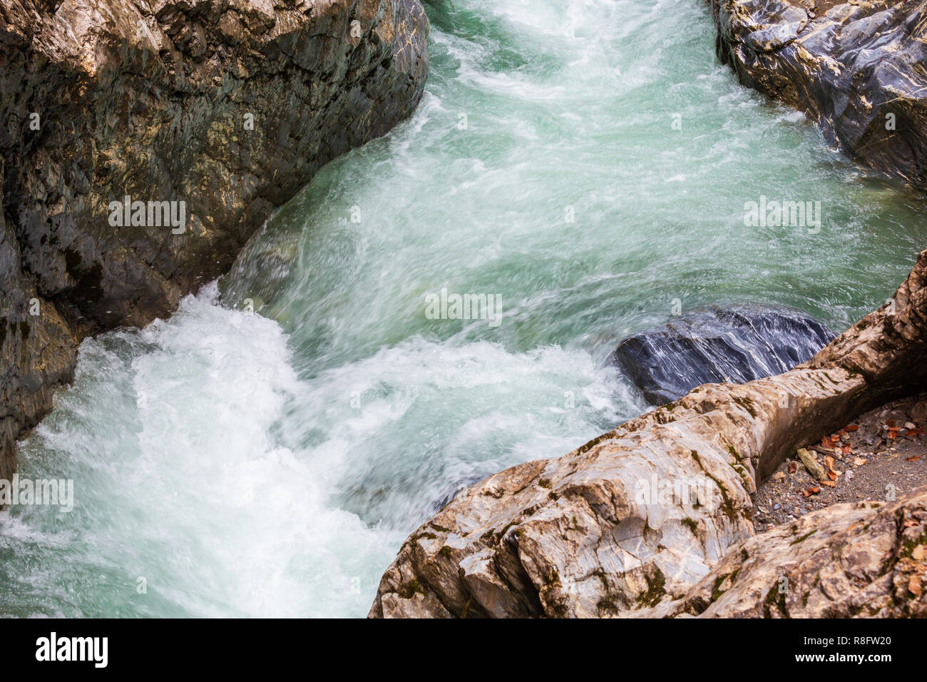 Summer Liechtensteinklamm gorge with stream and waterfalls in Austria ...
