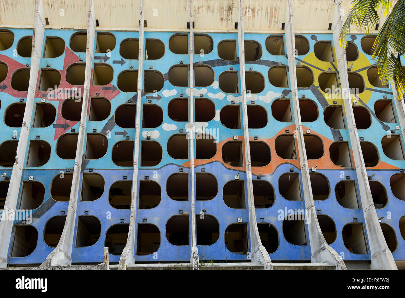 TOGO, Lome, abandoned Hotel de la Paix at Boulevard du Mono, built in ...