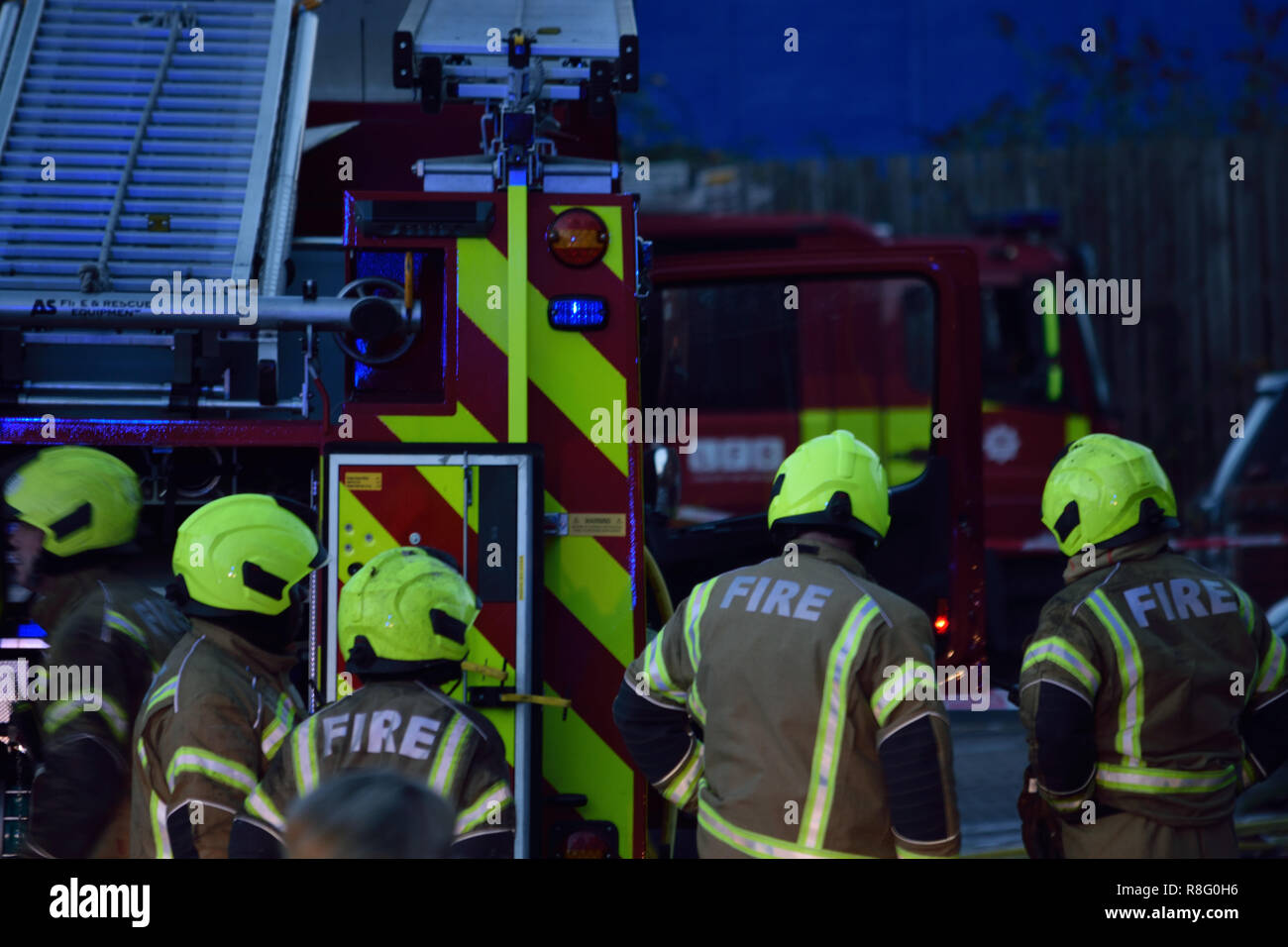 Emergency services respond to a house fire in a residential street in ...